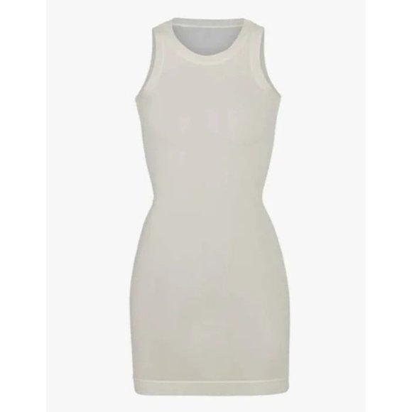 SKIMS | Dresses | Skims Summer Mesh High Neck Tank Dress Womens Xs Bone ...